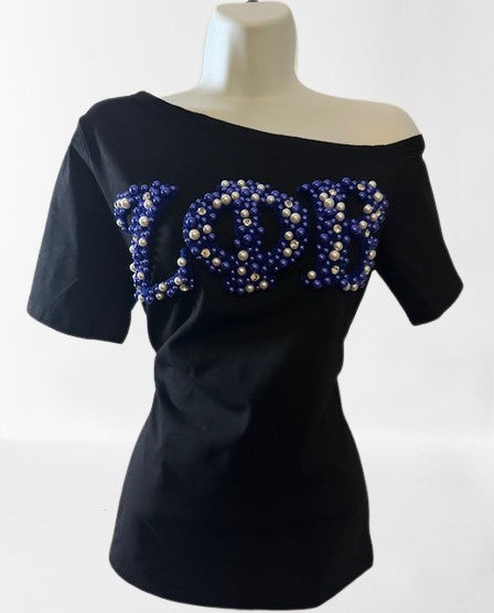 Black Off One Shoulder Pearl Shirt – Nana Hook